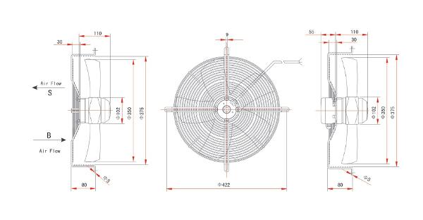 350MM 3 PH AXIAL FAN SUCTION 1370RPM 4P HVACR SPARES & EQUIPMENT AXIAL ...